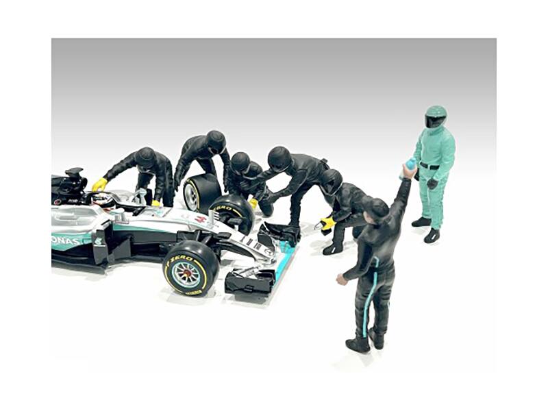 Formula One F1 Pit Crew 7 Figure Set Team Black Release III for 1/18 ...