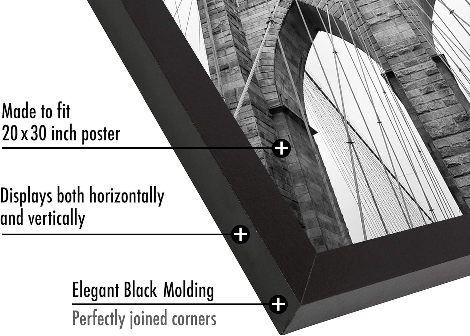 blue 20x30 Poster Frame in Black Composite Wood with Polished ...