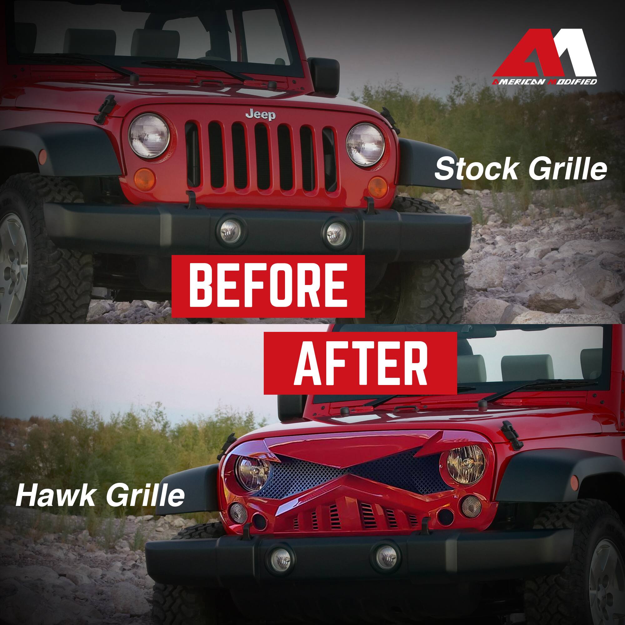AMERICAN MODIFIED Hawke Front Replacement Grille for 07 18 Jeep ...