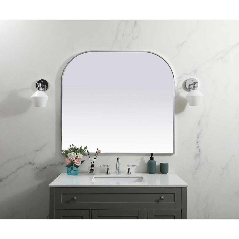 Elegant Decor Metal Frame Arch Mirror 42x38 Inch Silver BG3607962 ...