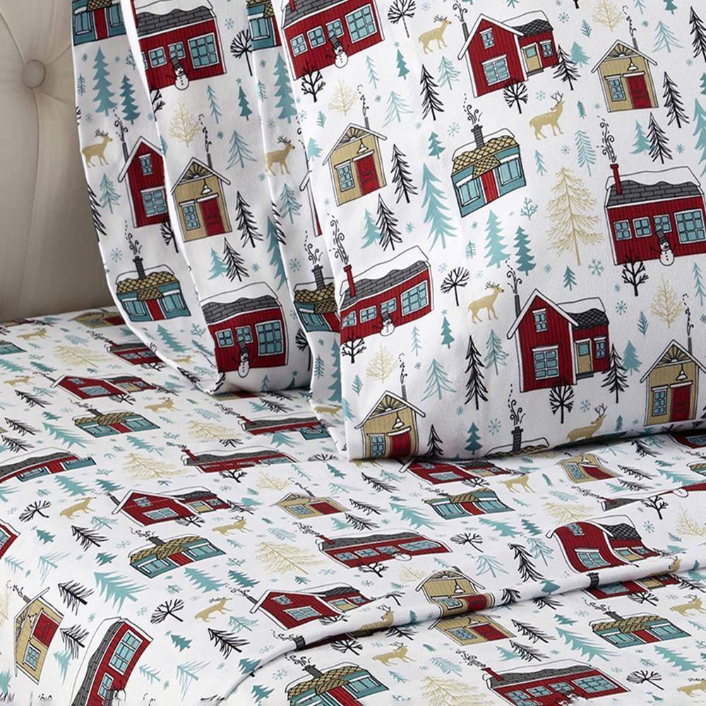 Shavel Home Products Shavel Micro Flannel Printed Sheet Set Queen Flat ...