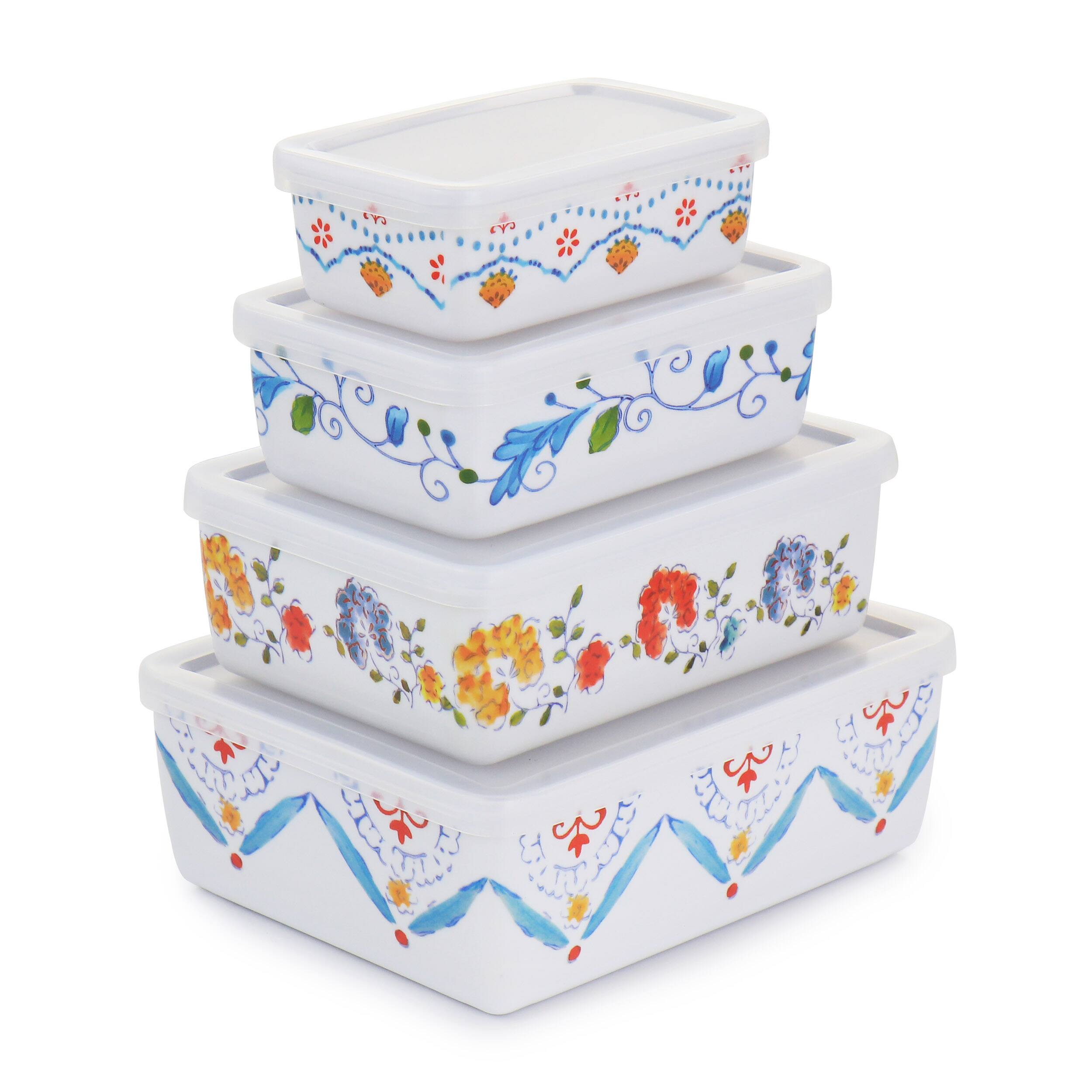 Gibson Home 8 Piece Anaya Rectangular Nesting Food Storage Set White ...