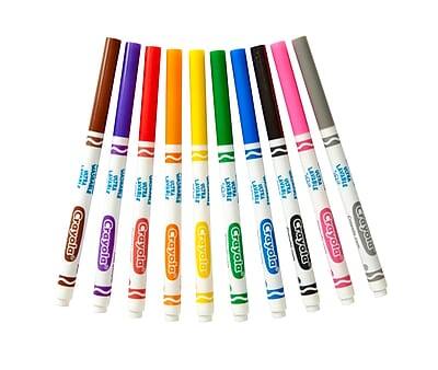 Crayola Ultra Clean Washable Markers, Fine Line, 10/Box Assorted Colors ...