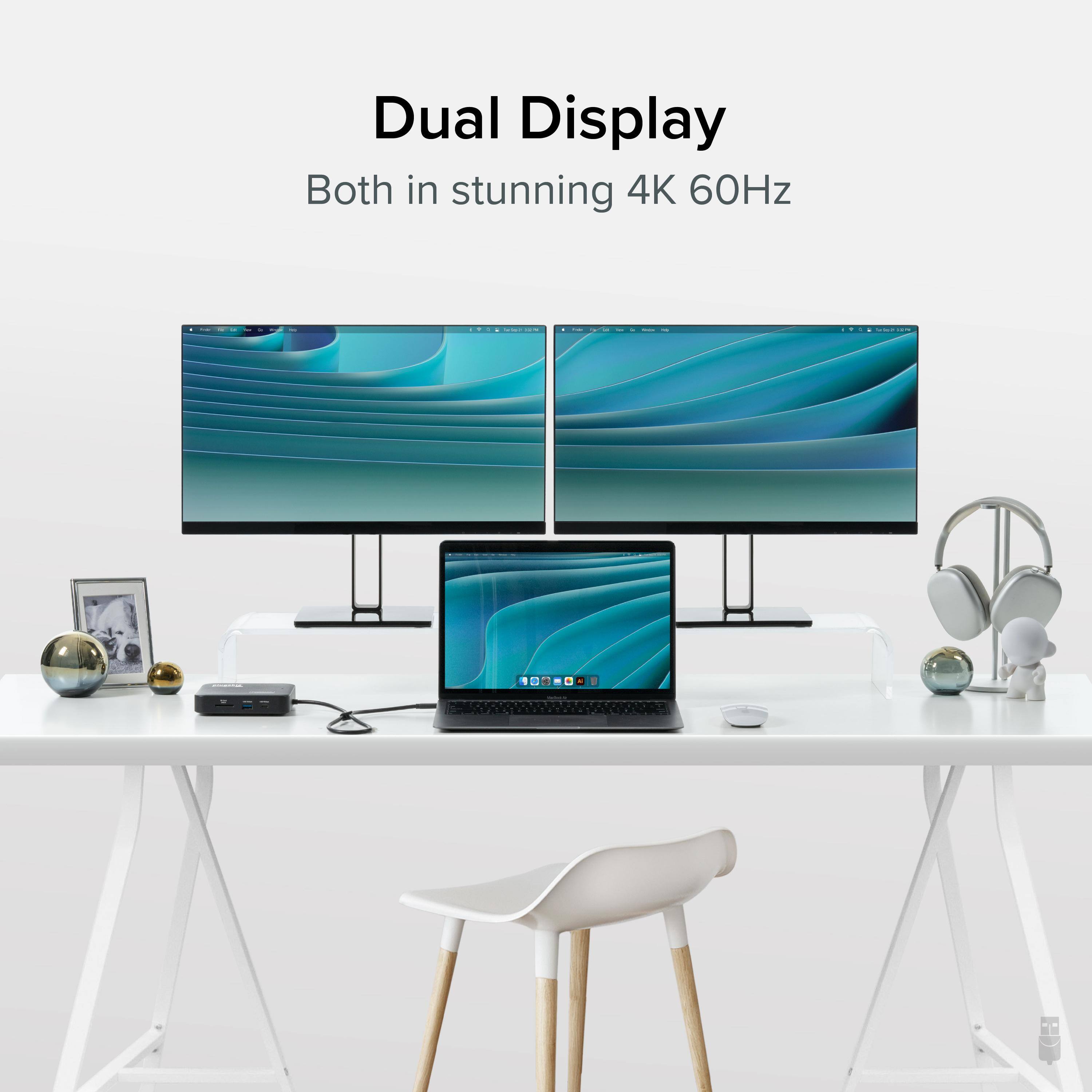 Plugable 7 in 1 USB C Docking Station Dual Monitor Dual HDMI Dock, for ...