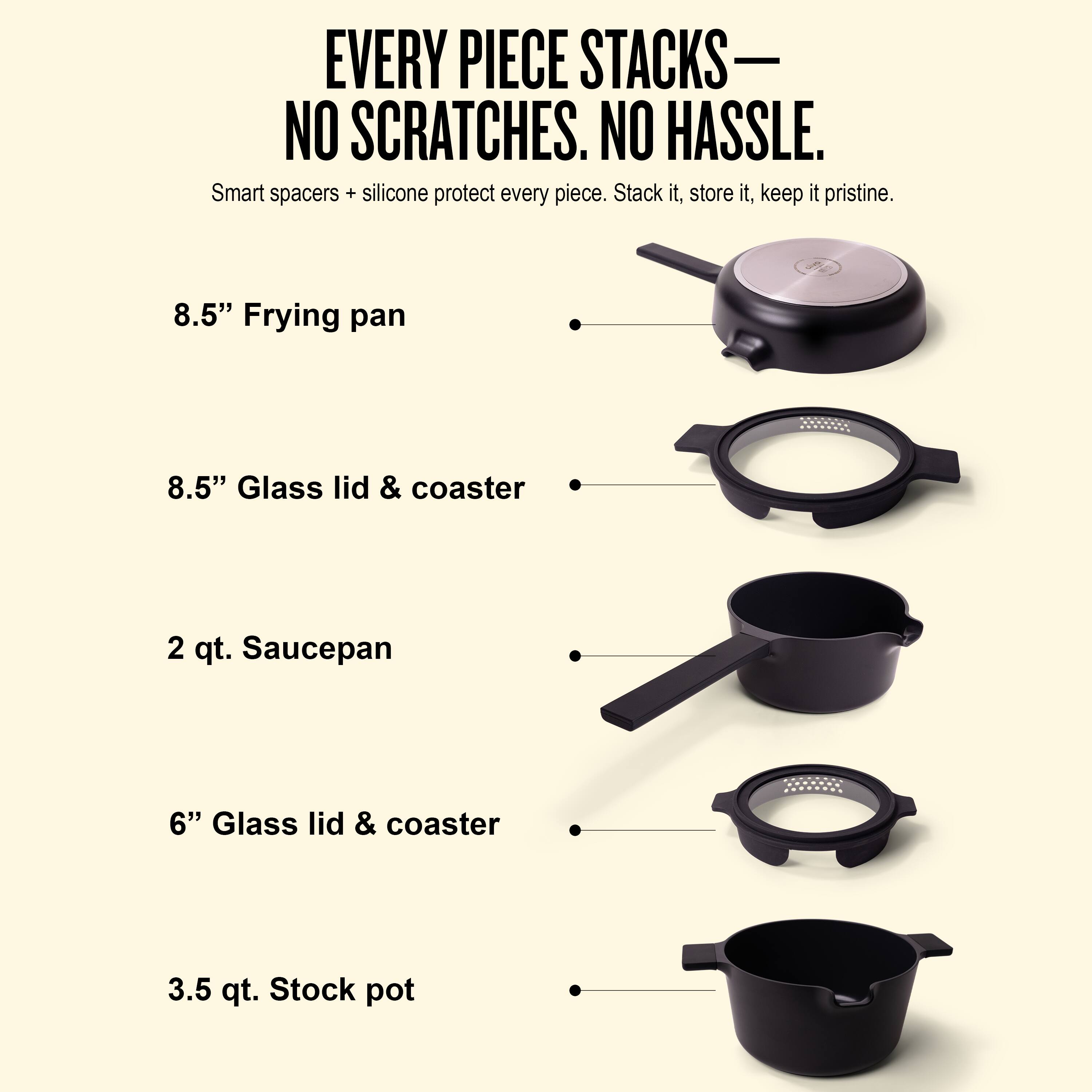 Alva Neat Nested Nonstick Ceramic Cookware Set 5 Piece Set Easy to ...