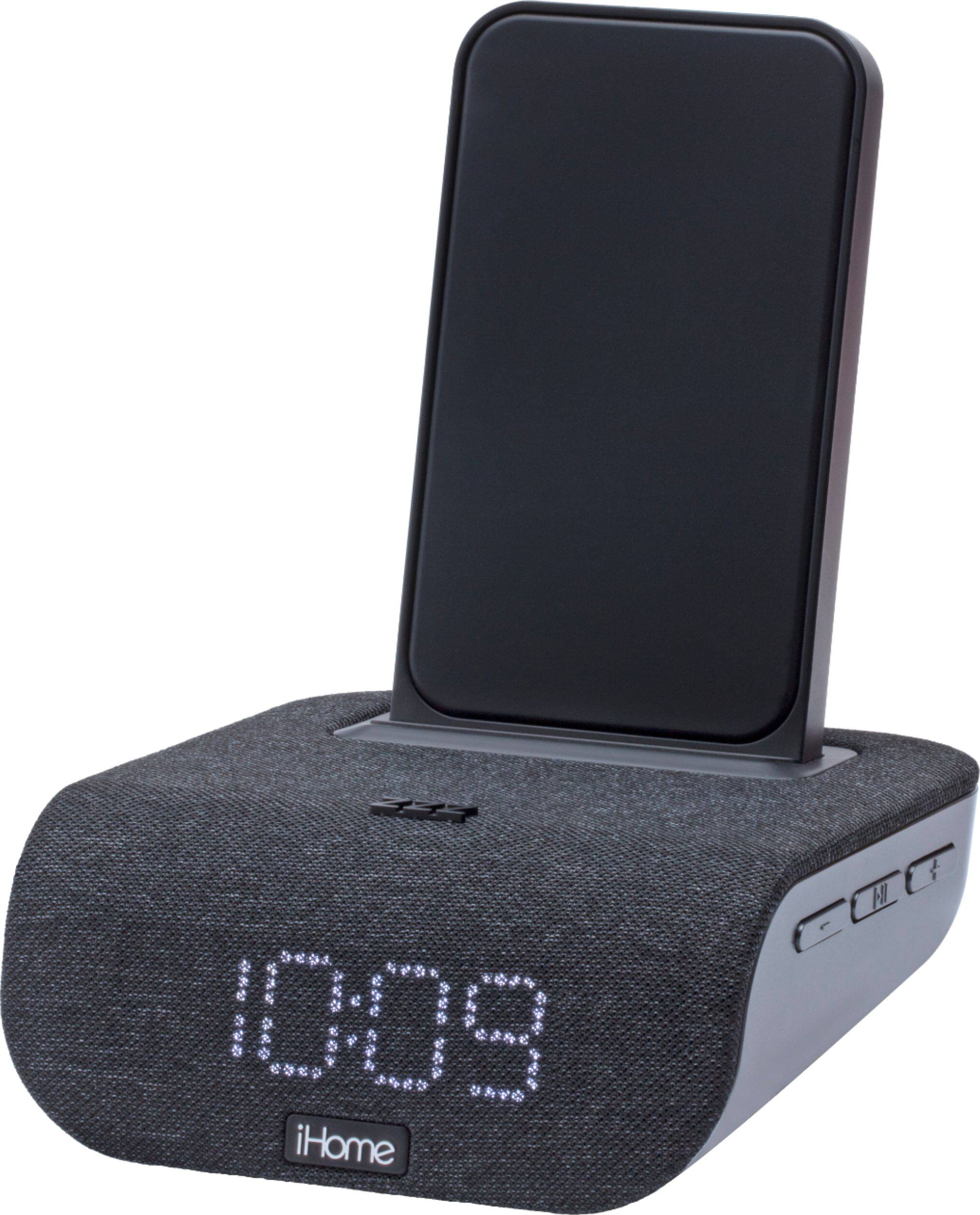 iHome TimeBase Dual Charging Bluetooth Alarm Clock with Wireless and USB Charging Black IBTW20B ...