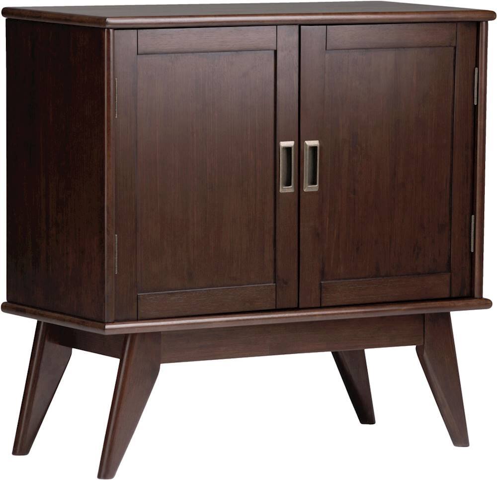 Simpli Home Draper Mid Century Modern Rubberwood Low Storage Cabinet ...