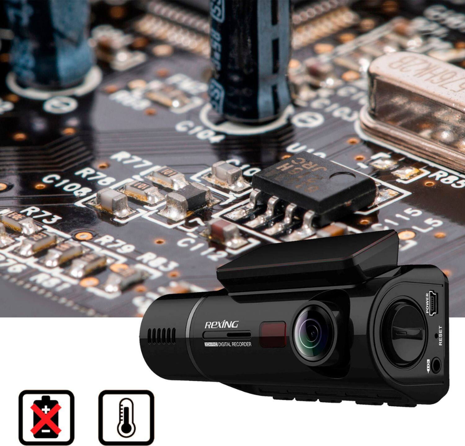 Customer Reviews: Rexing V3 Plus Front and Cabin Dash Cam Black V3 Plus ...