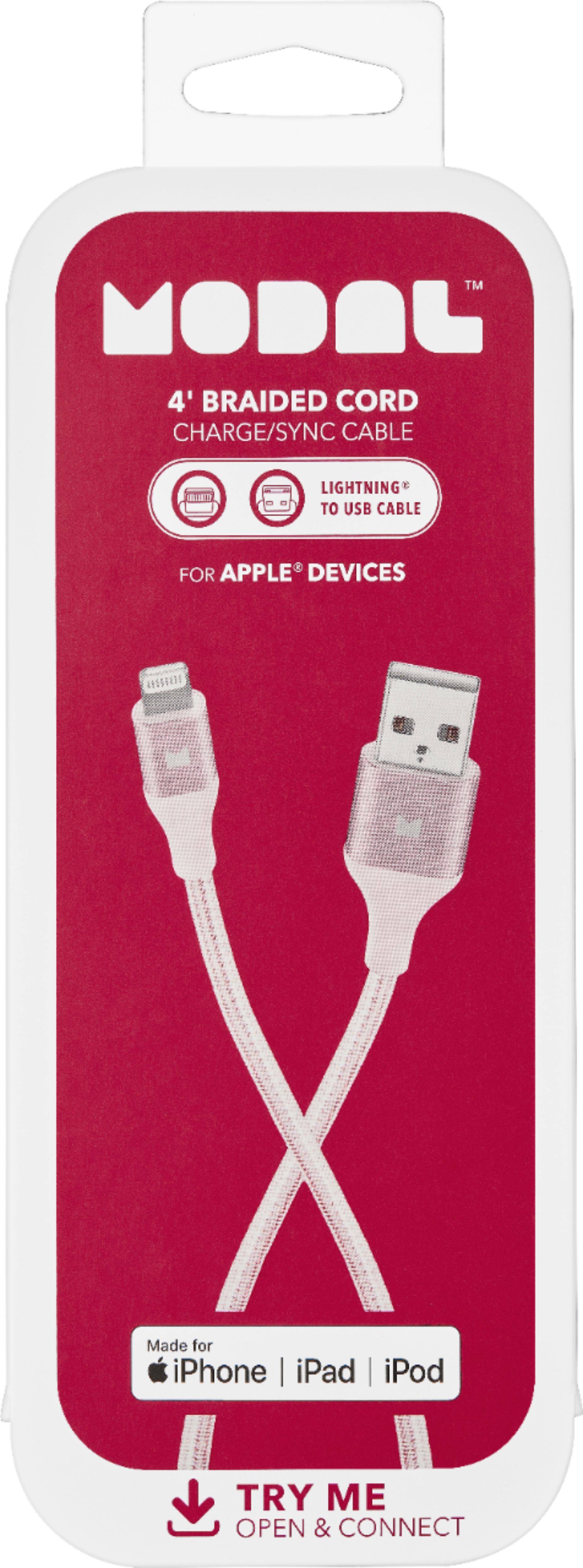 Customer Reviews: Modal™ 4' Lightning to USB Charge-and-Sync Cable Pink ...