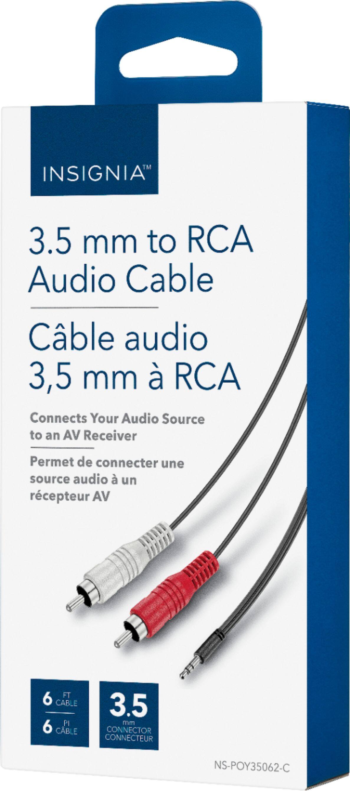 Insignia™ 6' 3.5 mm to Stereo Audio RCA Cable Black NS-POY35062 - Best Buy