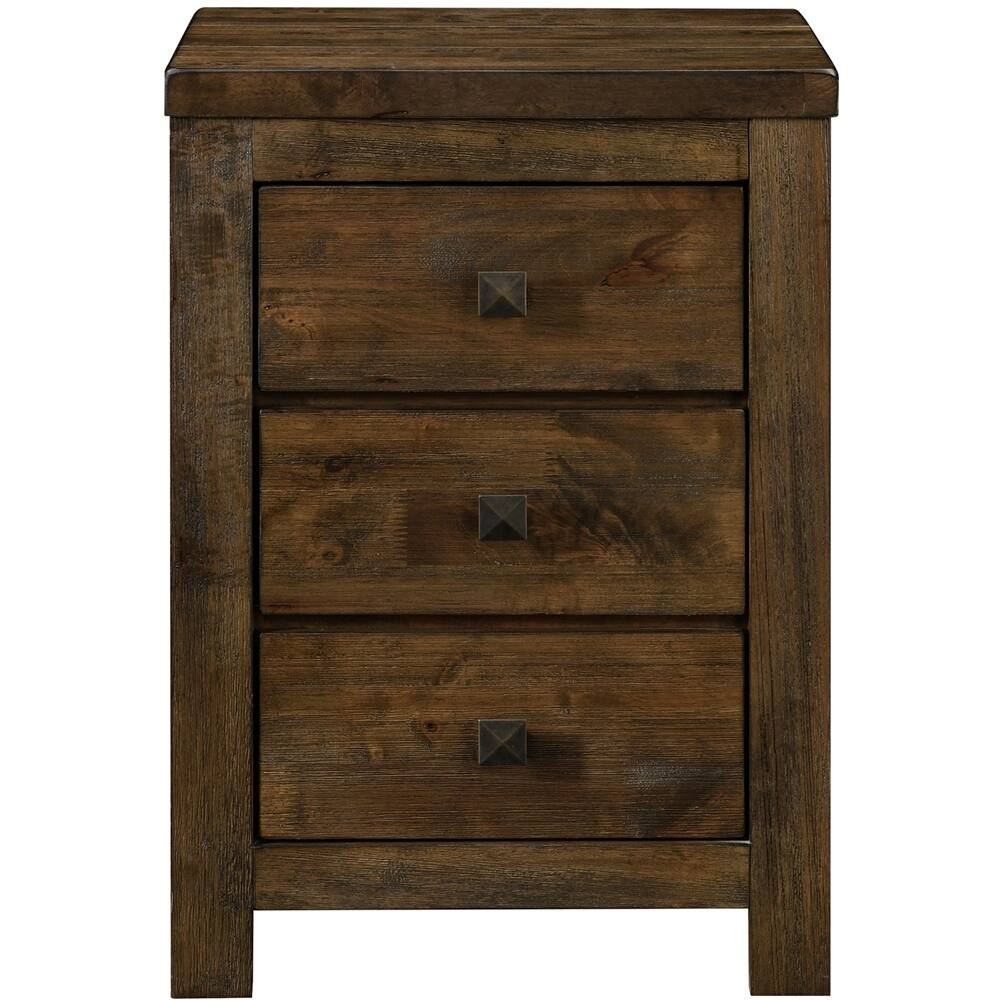 Best Buy: Finch Stratford Farmhouse Wood 3-Drawer Night Stand Rustic ...