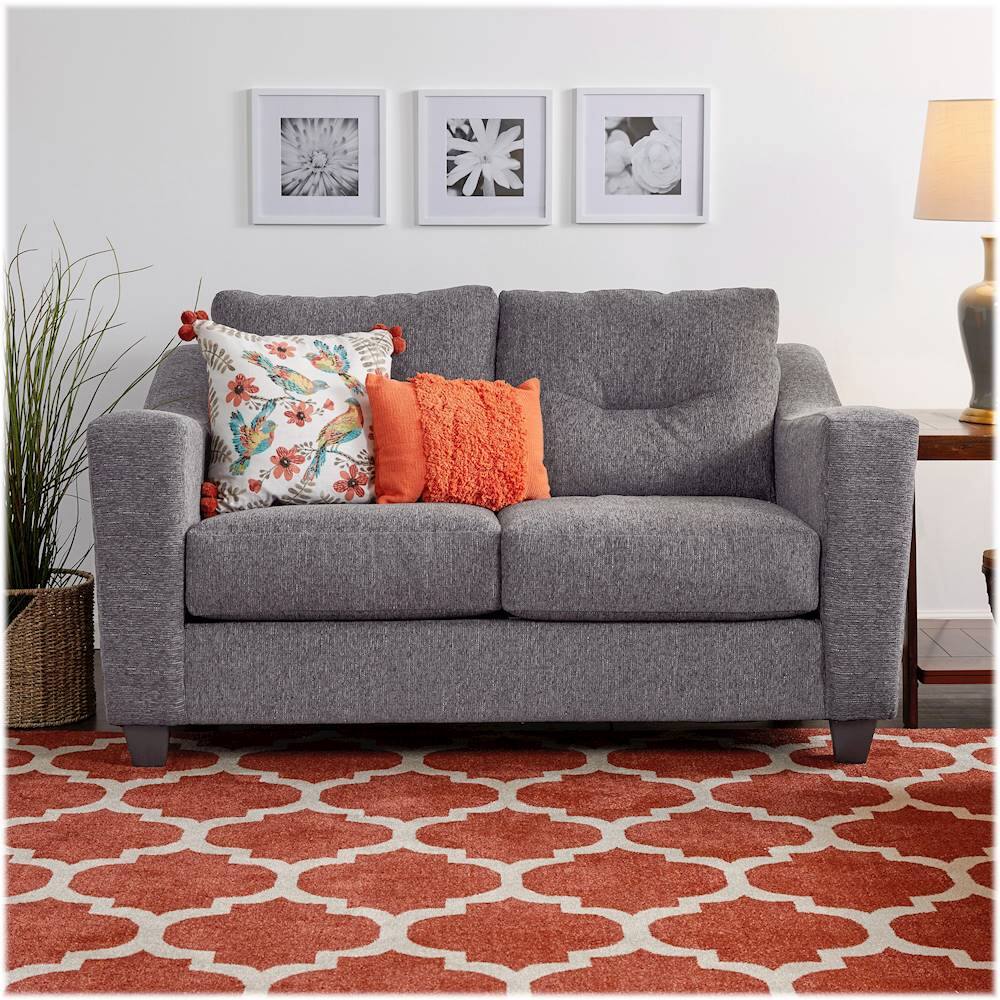 Best Buy: True Seating Ford Tufted Modern 2-Seat Fabric Loveseat Dark ...