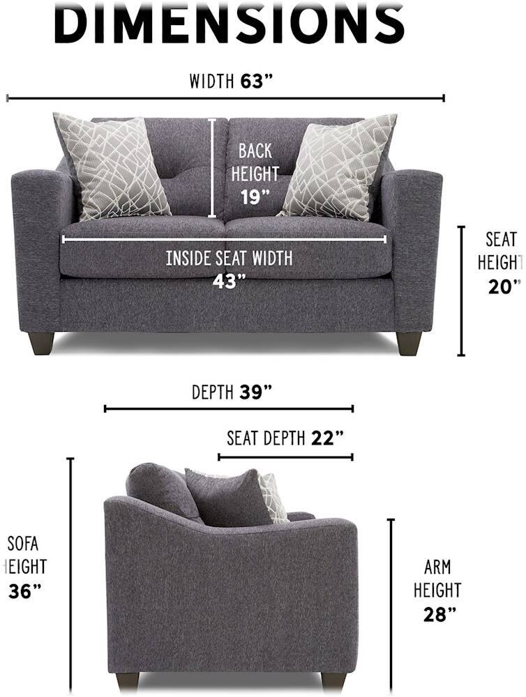 Best Buy: True Seating Ford Tufted Modern 2-Seat Fabric Loveseat Dark ...