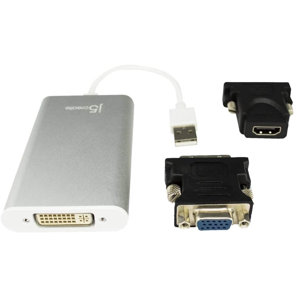 Best Buy: j5create 5.1" USB Type A-to-DVI Cable Silver JUA230U