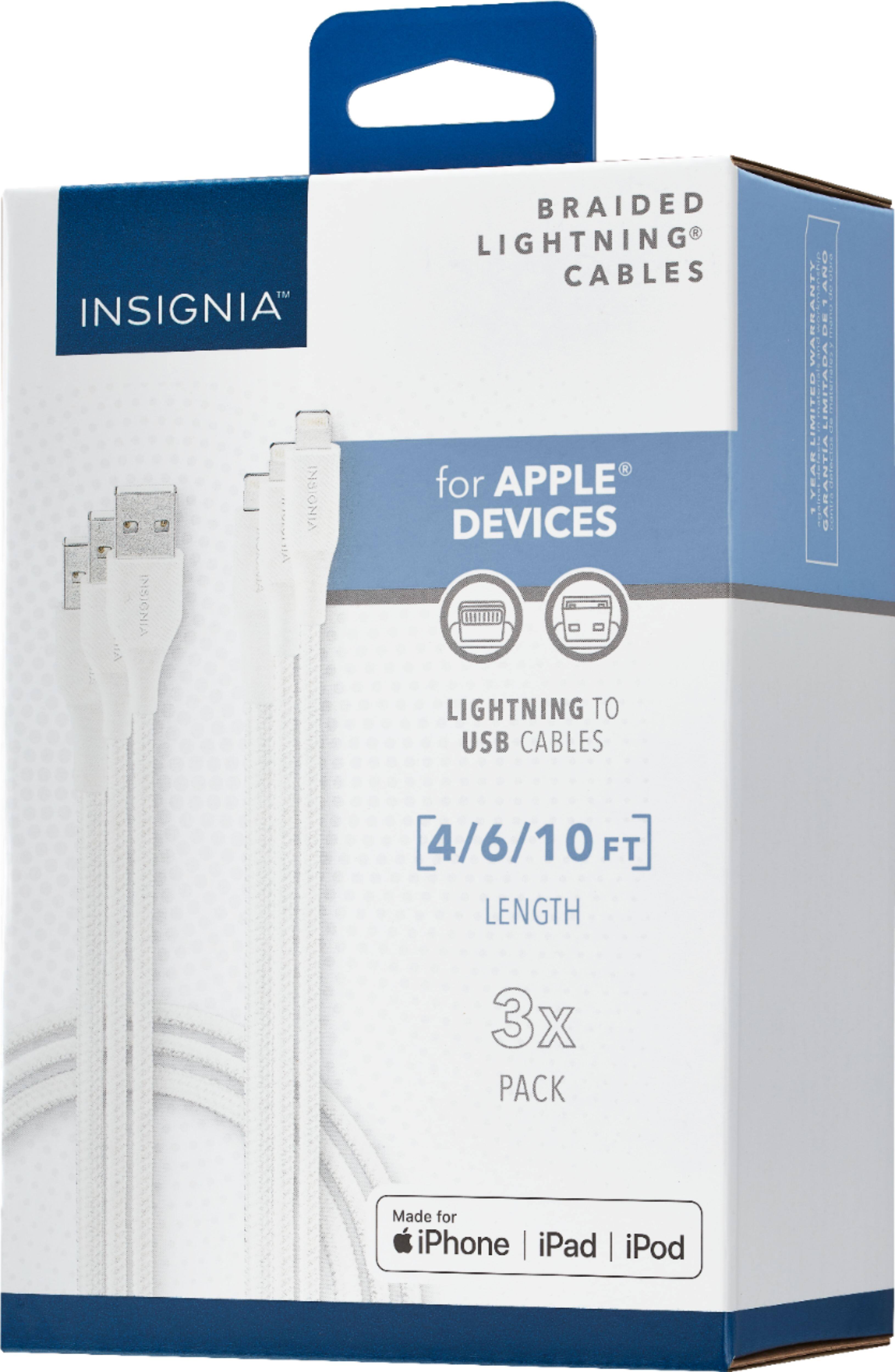 Insignia™ 4' / 6' / 10' Lightning to USB Braided Charge and Sync Cables ...