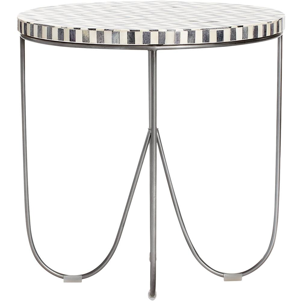 Adore Decor Zahra Round Modern Bone Side Table Black/White FUTB10163A ...