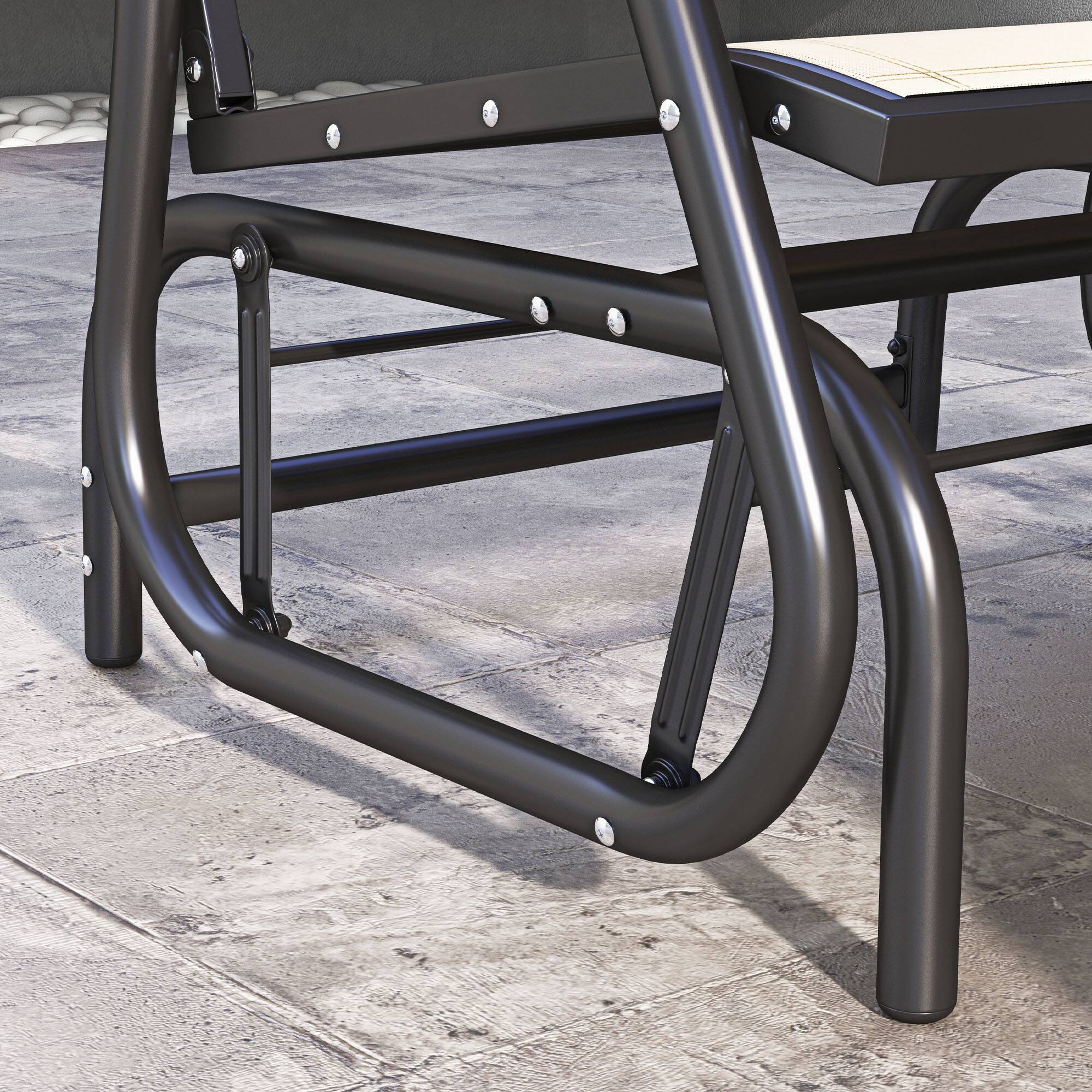 Outsunny Porch Glider, Metal Frame Swing Glider Chair with Breathable ...