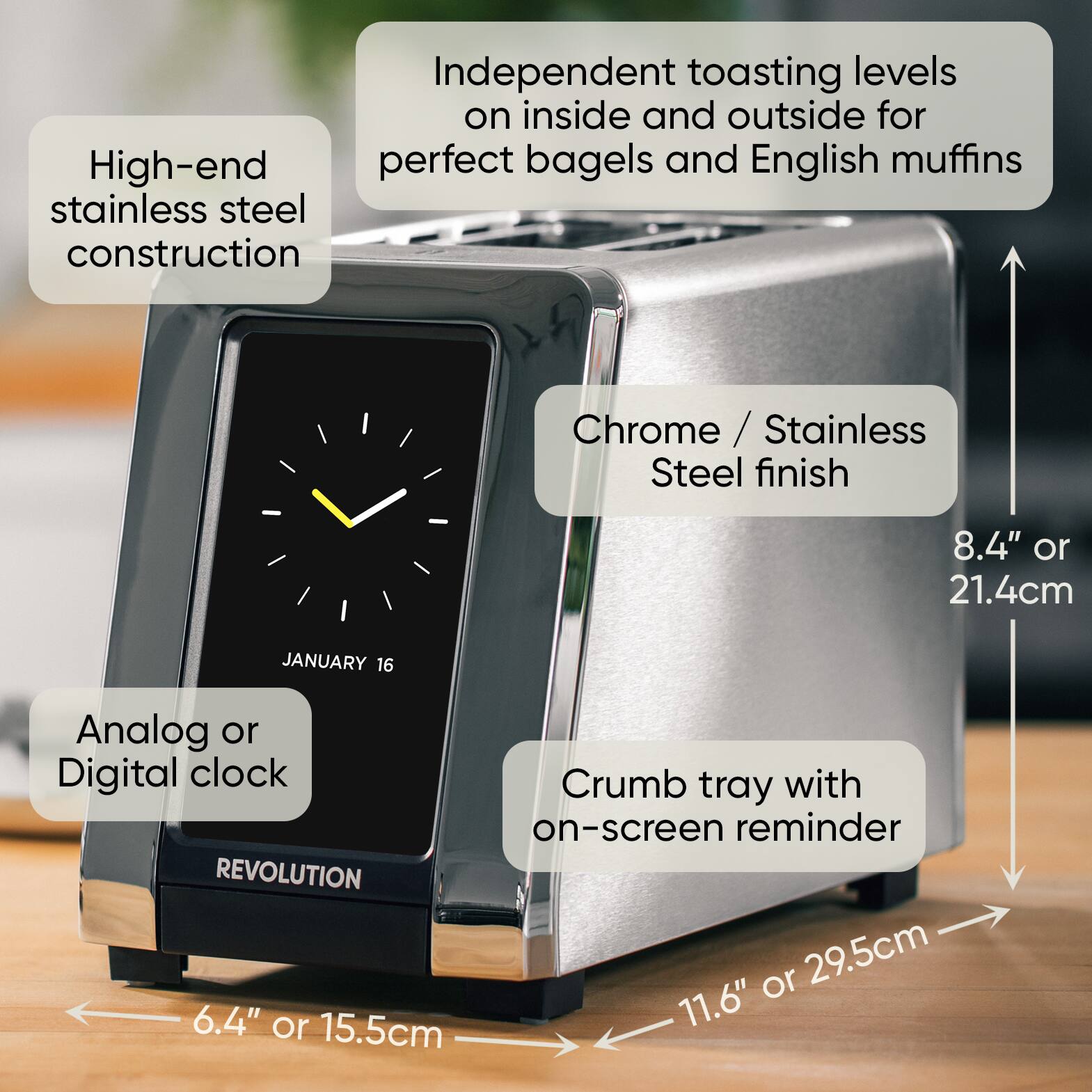 Revolution Cooking Revolution InstaGLO R180 2 Slice Toaster Stainless ...