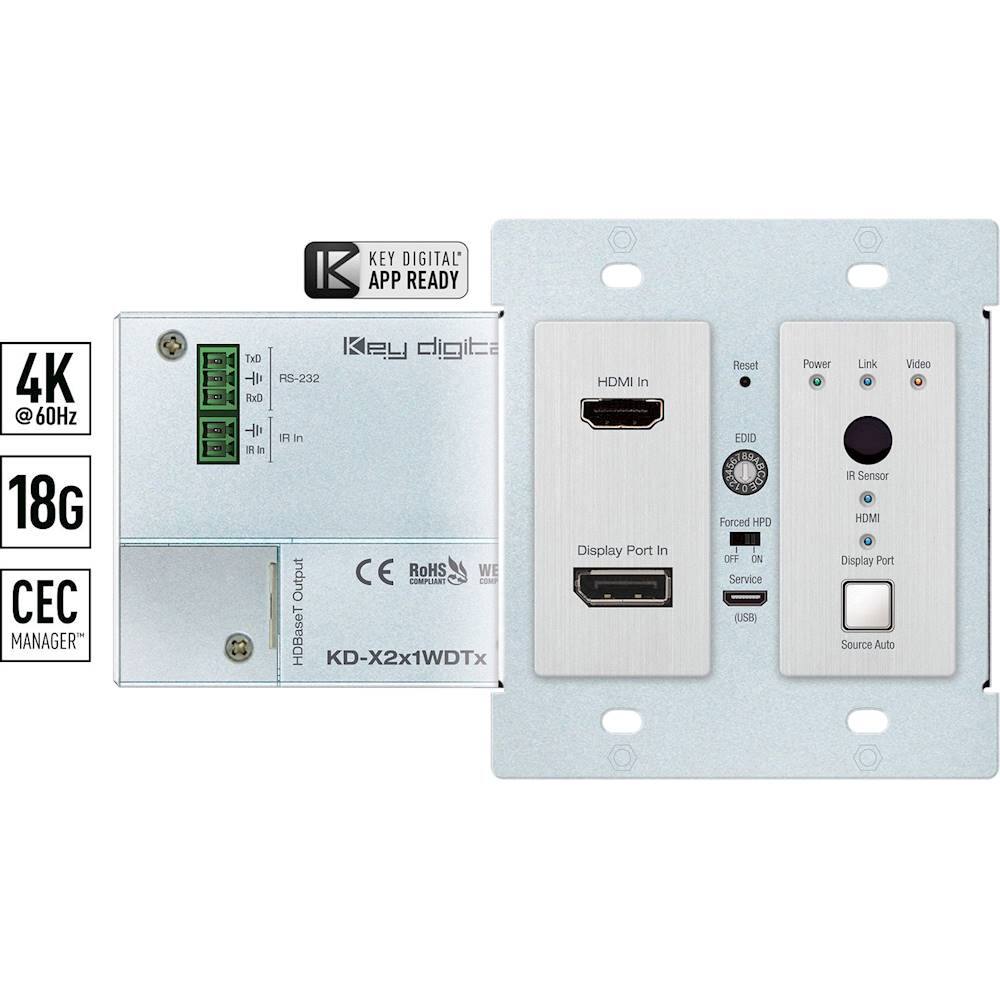 Key Digital Wall Plate Switcher/Transmitter Brushed Aluminum Face With ...