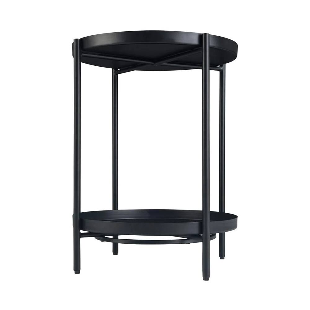Simpli Home Monet Industrial 17 inch Wide Metal Metal End Table Black ...