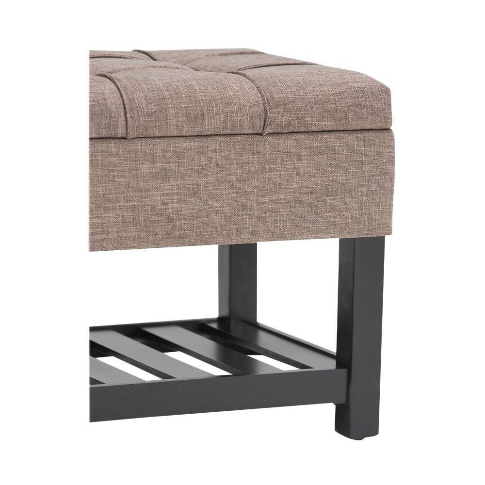 Simpli Home Saxon 44 inch Wide Traditional Rectangle Storage Ottoman ...