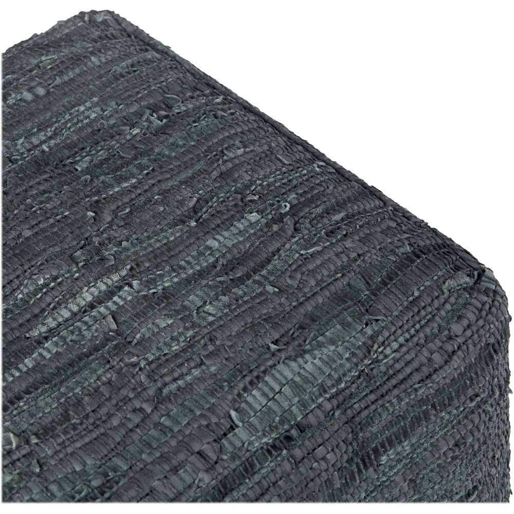 Simpli Home Fredrik Square Transitional Cotton/Woven Leather Pouf Gray AXCPF-19-GR - Open Box ...