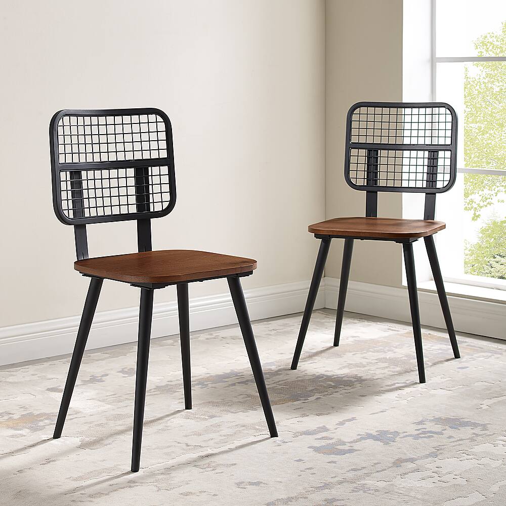 Best Buy: Walker Edison Farmhouse Mesh Back Dining Chairs, Set of 2 ...