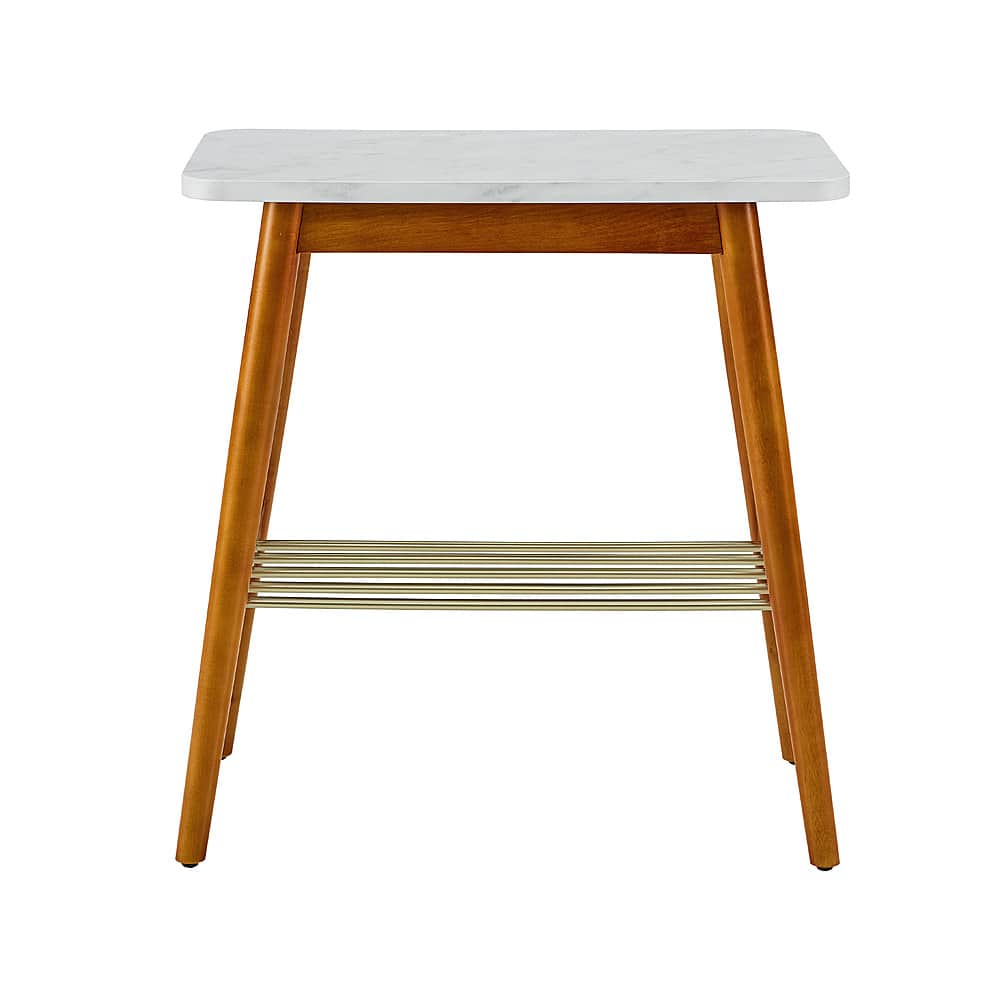Best Buy: Walker Edison Jamie Faux Marble Tapered Leg Side Table Acorn ...