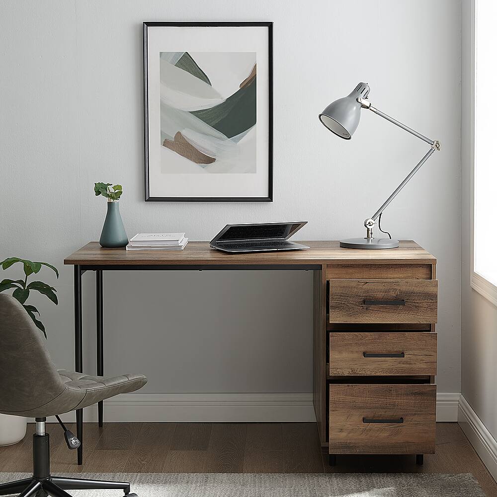 Best Buy: Walker Edison Rustic Farmhouse 3 Drawer Computer Desk Rustic ...