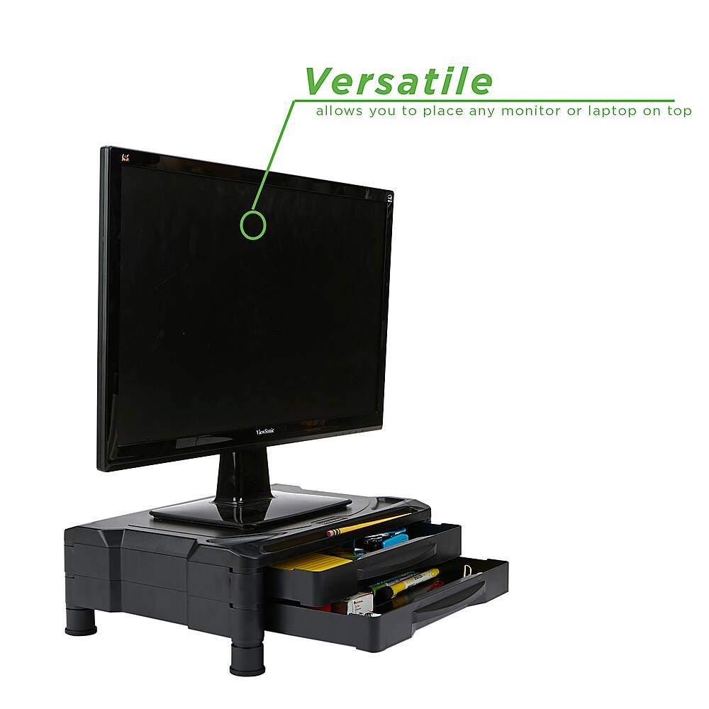 Best Buy: Mind Reader 2 Drawer Tier Plastic Monitor Stand Black ...