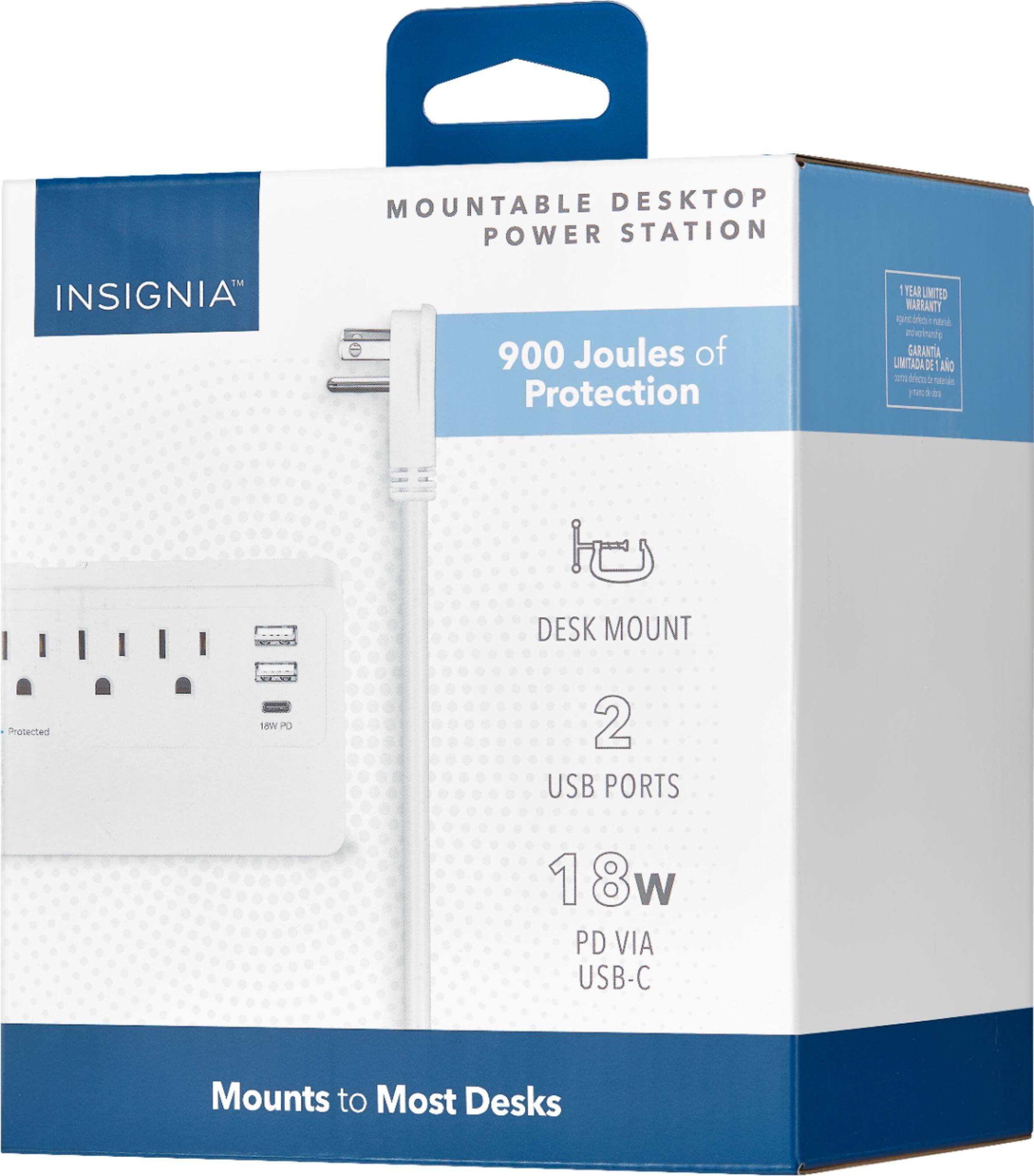 Insignia™ 3 Outlet/3 USB Desktop Power Tap 900 Joules Surge Protector ...
