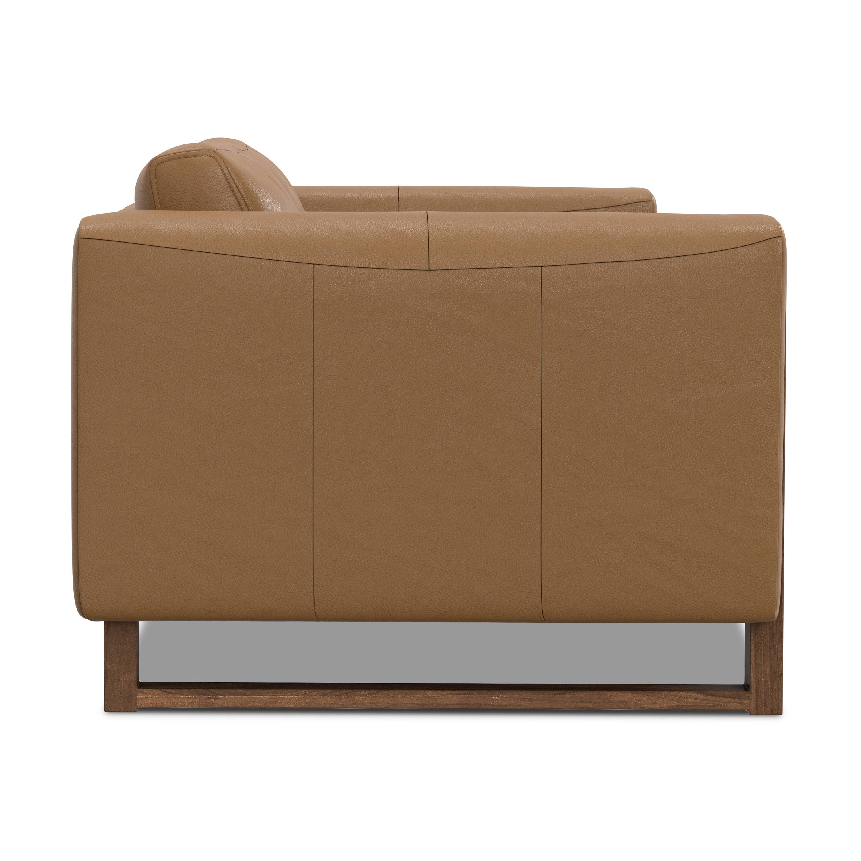 Simpli Home Richard Modern Contemporary 62 inch Wide Sofa in Butternut Brown Genuine Leather ...