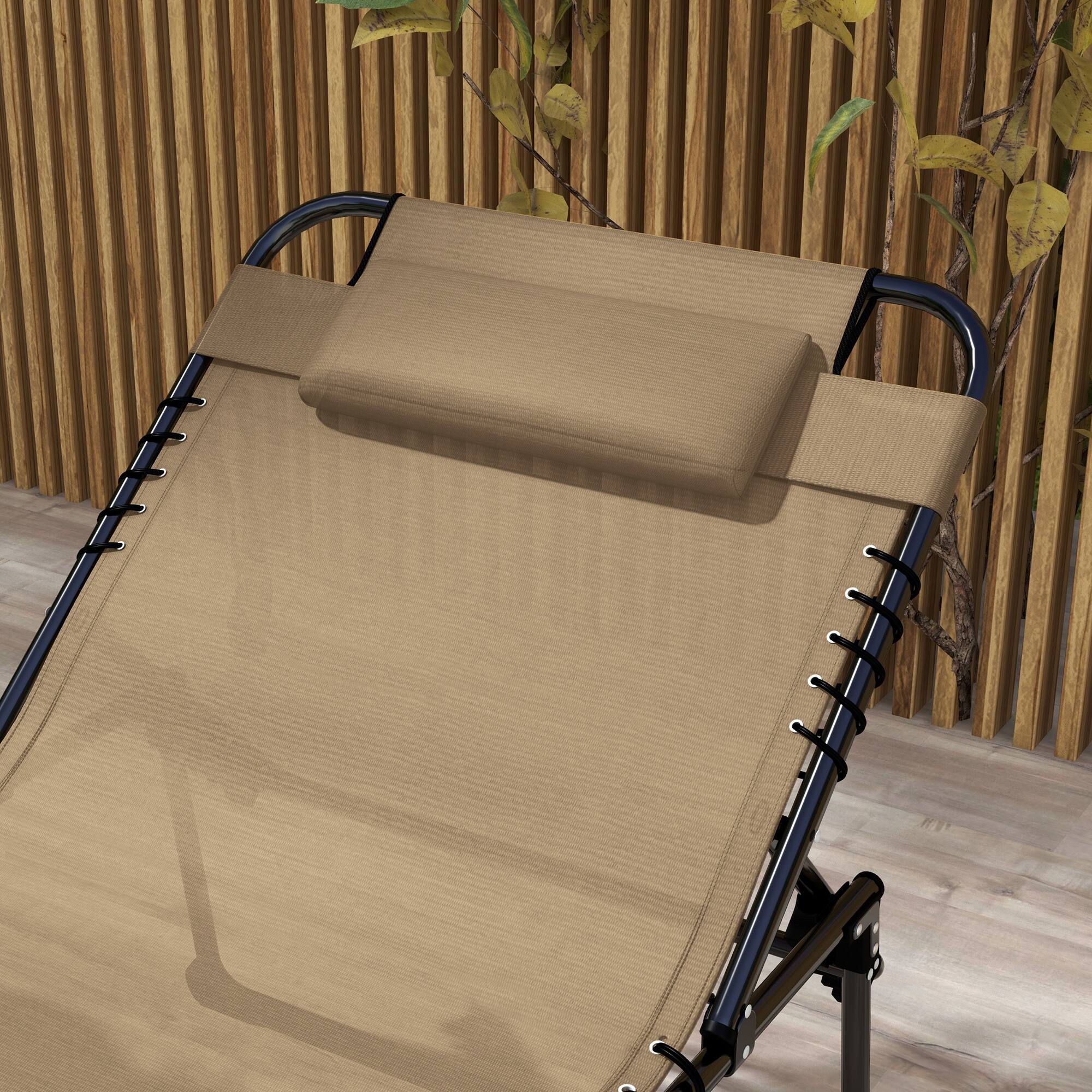 Outsunny 2 Piece Folding Chaise Lounge with 5 level Reclining Back ...