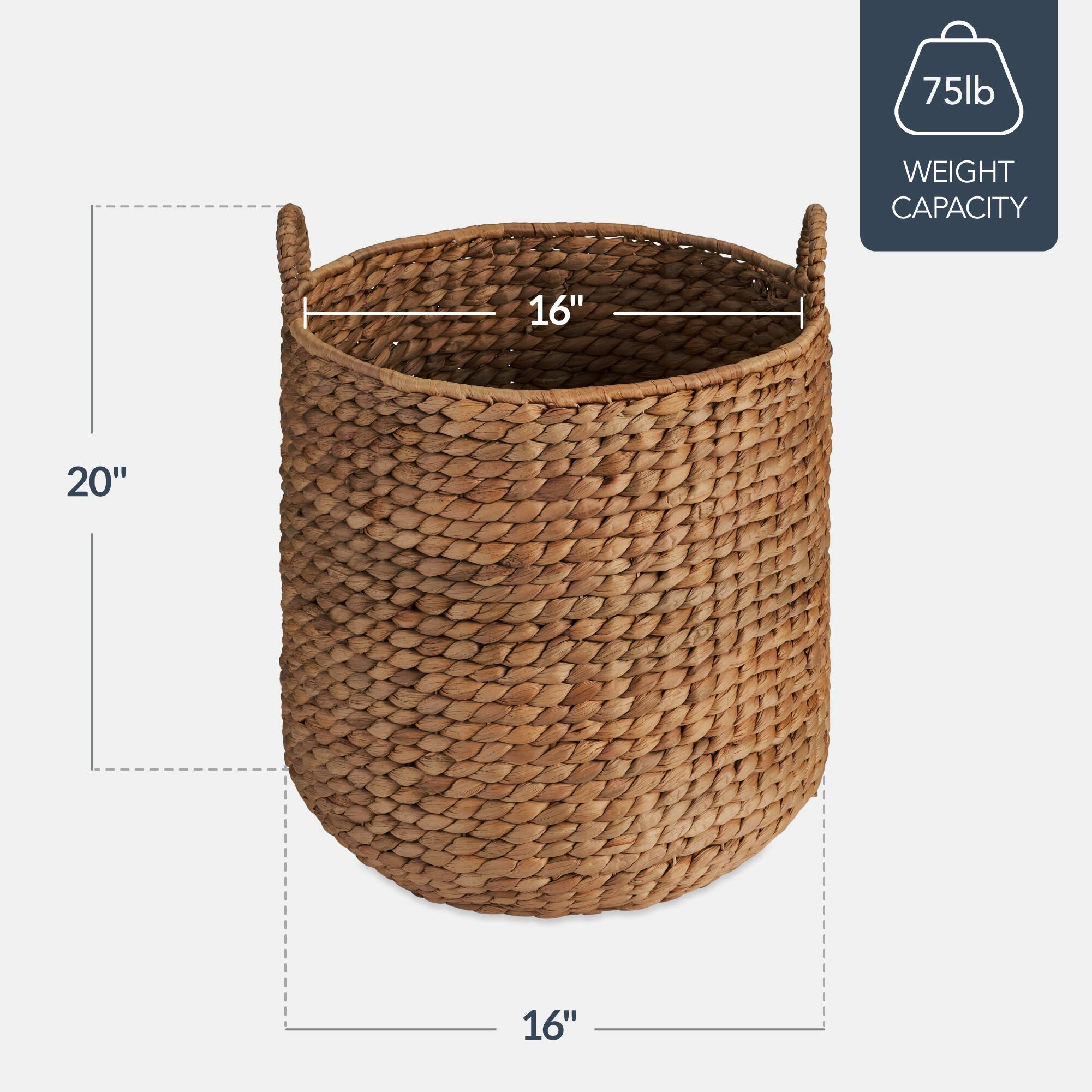 Best Choice Products Round Storage Basket w/ Handles, Handwoven Water ...