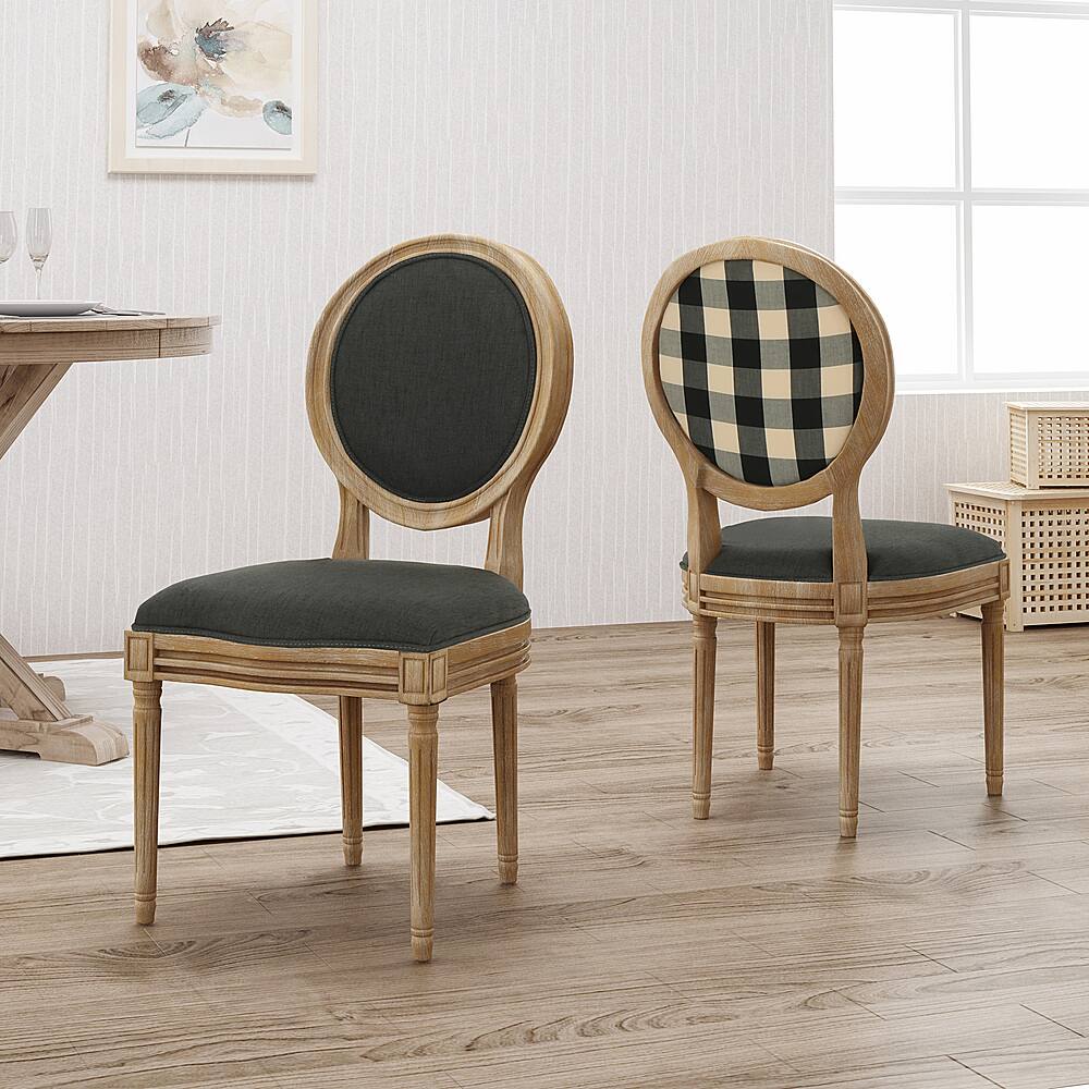 Best Buy: Noble House Vera Dining Chair (Set of 2) Black Checkerboard ...