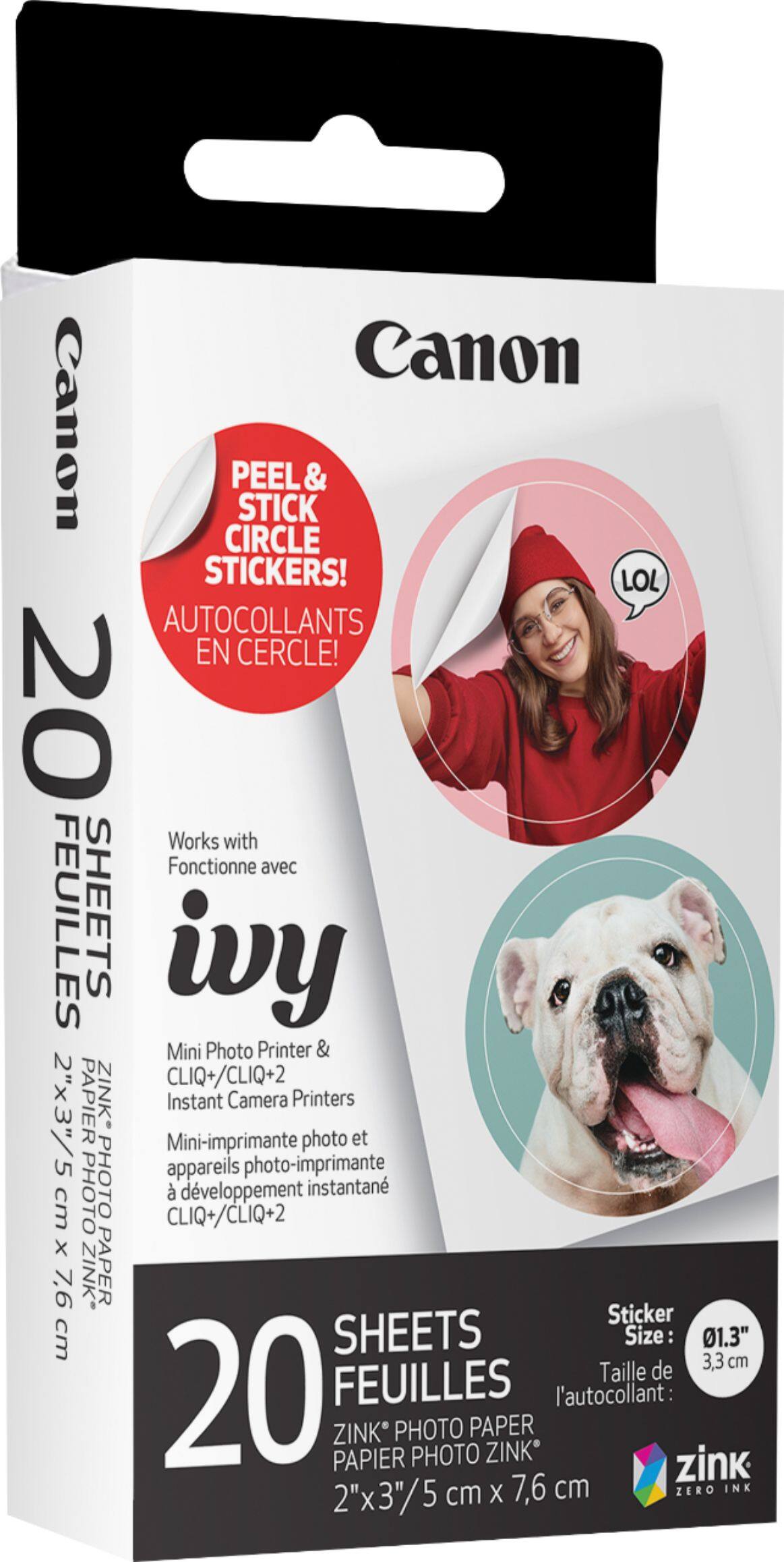 Canon ZINK Pre Cut Circle Sticker Paper Pack White 4967C001 - Best Buy