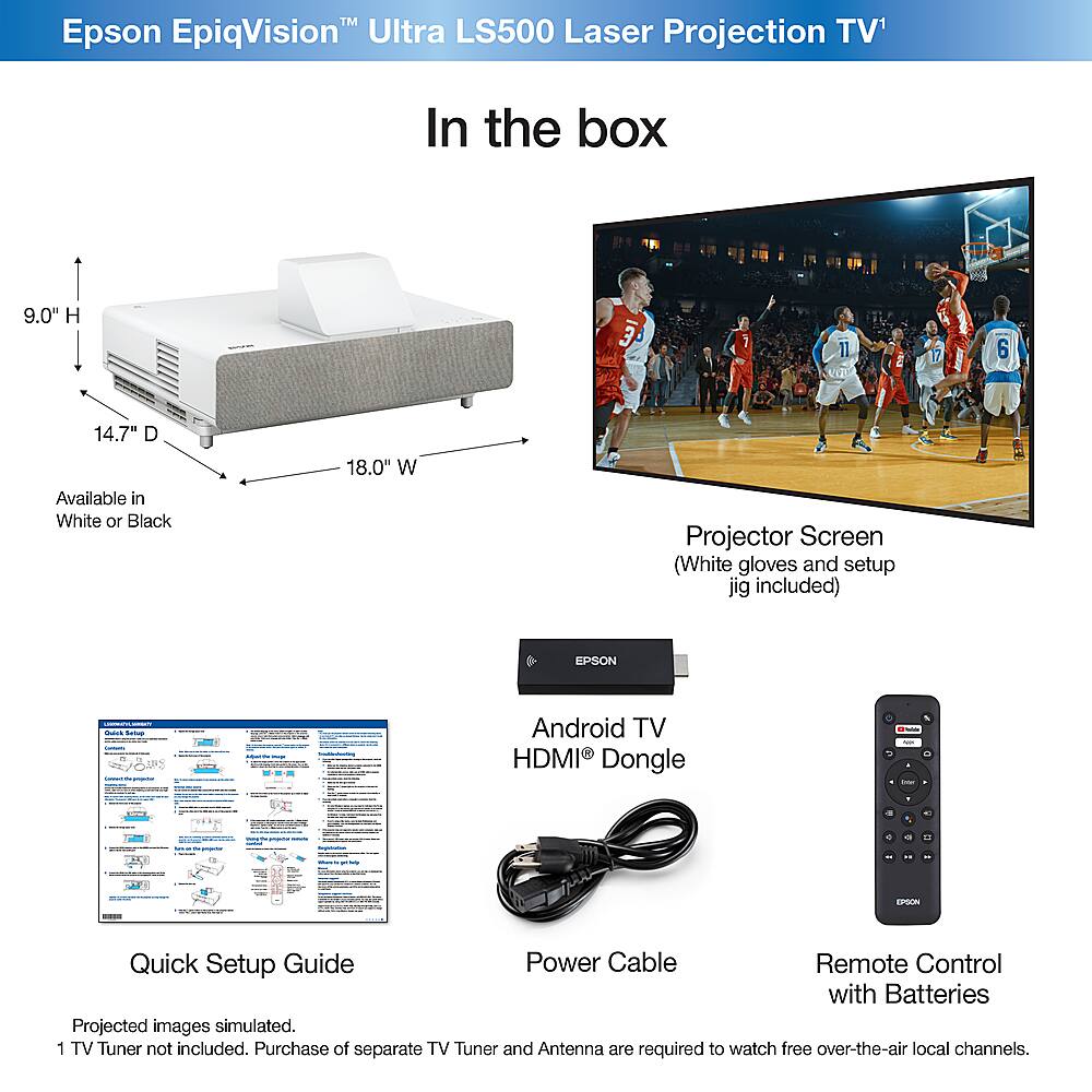 Customer Reviews: Epson 100" EpiqVision™ Ultra LS500 Short Throw Laser ...