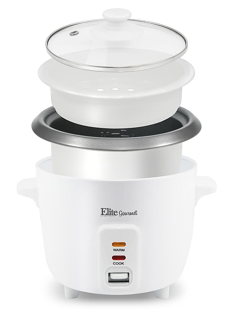 Customer Reviews: Elite Gourmet 6-Cup Rice Cooker with Steam Tray white ...