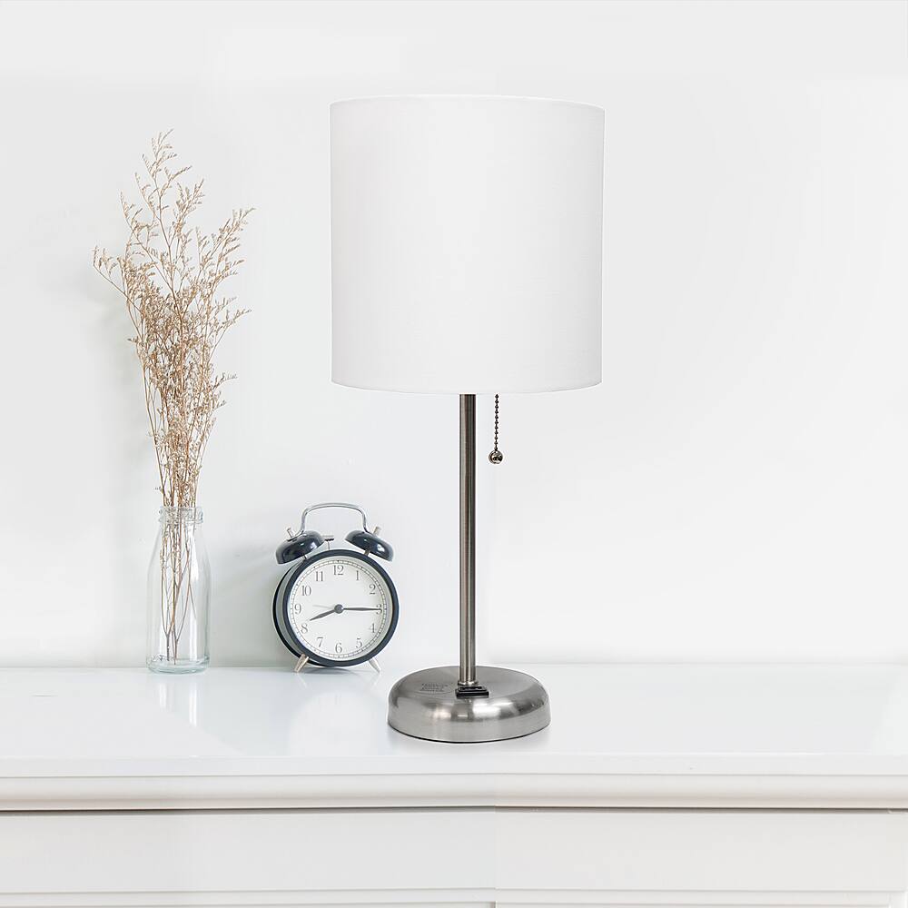 Best Buy: Limelights Brushed Steel Stick Lamp with Charging Outlet and ...