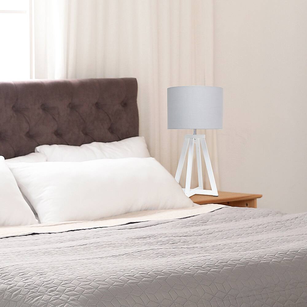 Customer Reviews: Simple Designs Interlocked Triangular Wood Table Lamp ...