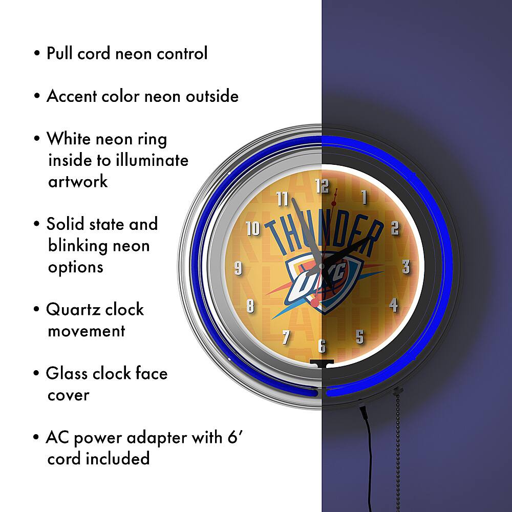 Best Buy: Oklahoma City NBA City Chrome Neon Clock Yellow, Navy Blue ...