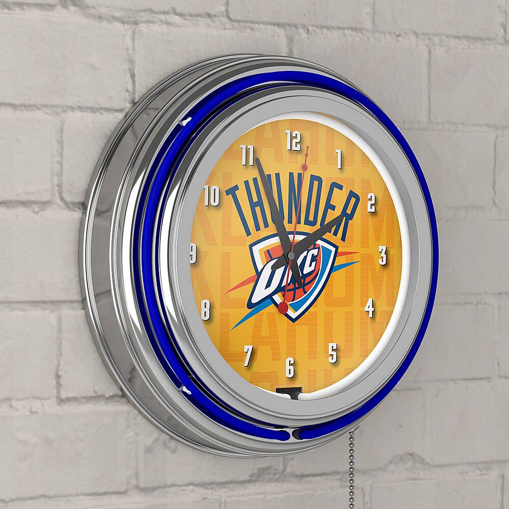 Best Buy: Oklahoma City NBA City Chrome Neon Clock Yellow, Navy Blue ...