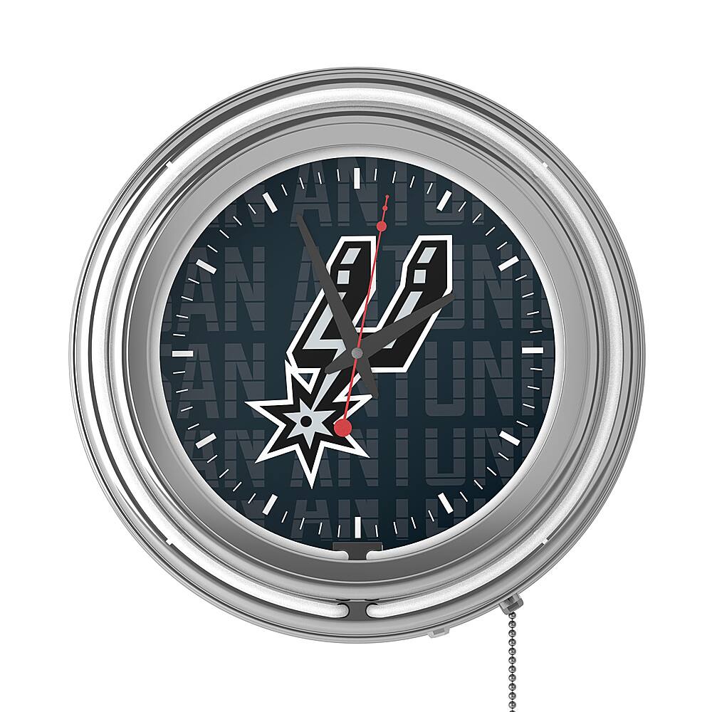 Best Buy: San Antonio Spurs NBA City Chrome Neon Clock Black, Silver ...