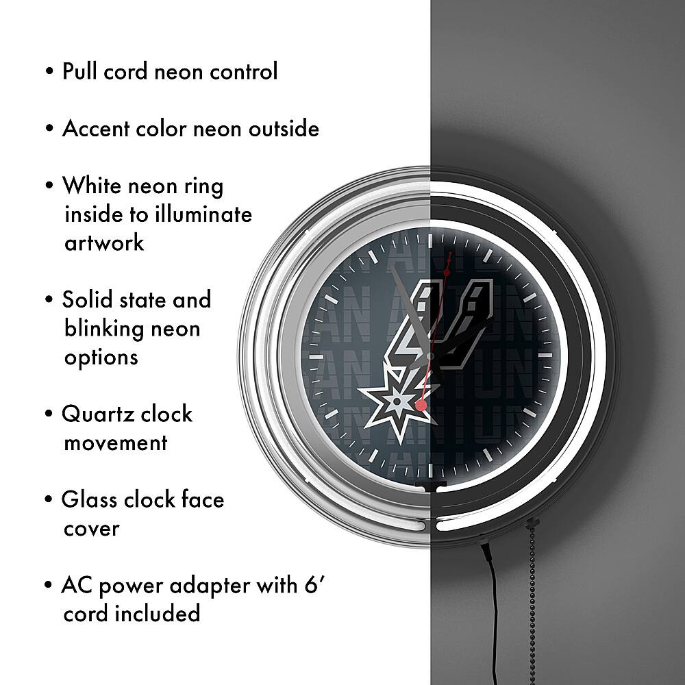 Best Buy: San Antonio Spurs NBA City Chrome Neon Clock Black, Silver ...