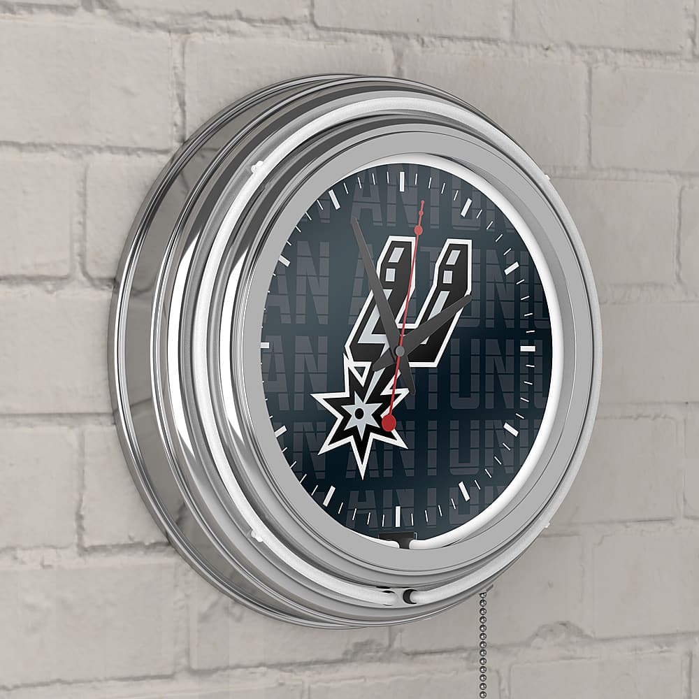 Best Buy: San Antonio Spurs NBA City Chrome Neon Clock Black, Silver ...
