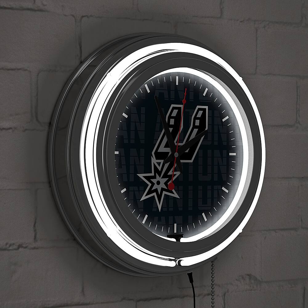 Best Buy: San Antonio Spurs NBA City Chrome Neon Clock Black, Silver ...