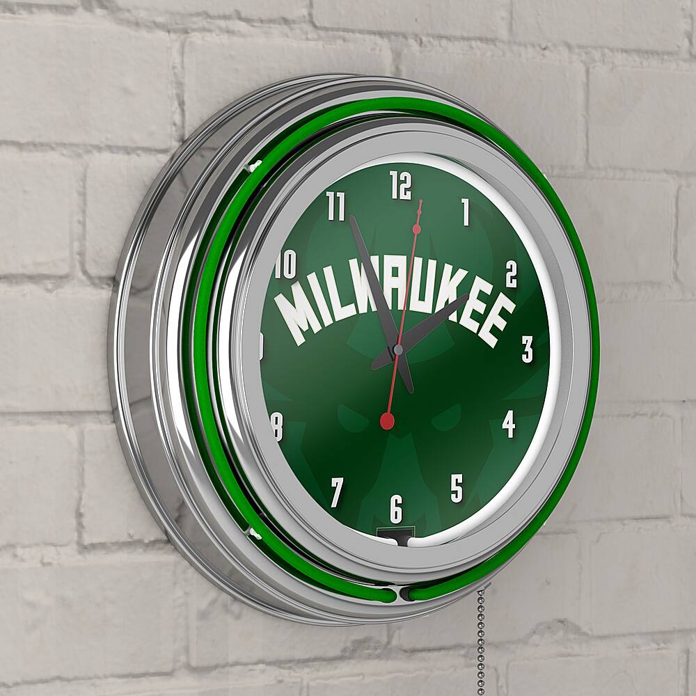 Best Buy: Milwaukee Bucks NBA Fade Chrome Double Ring Neon Clock Good ...
