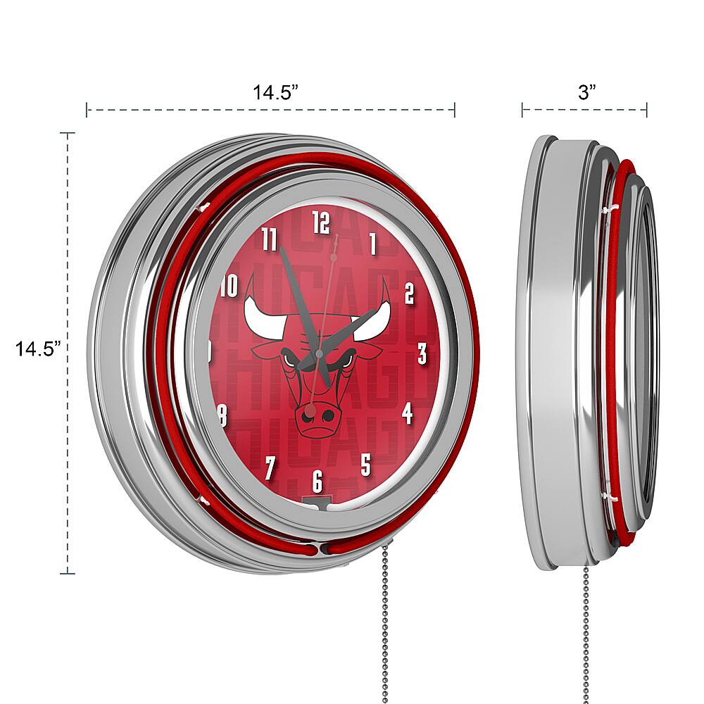 Customer Reviews: Chicago Bulls NBA City Chrome Neon Clock Red, Black ...
