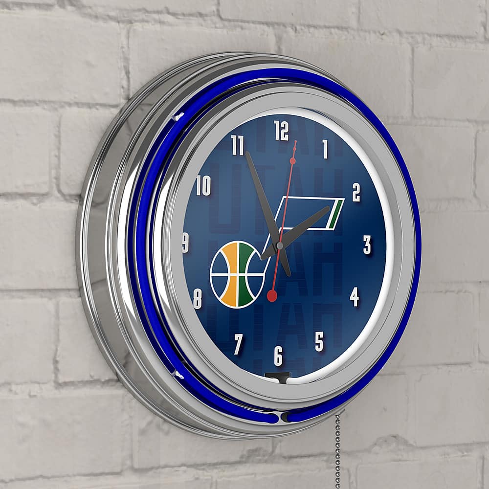 Best Buy: Utah Jazz NBA City Chrome Double Ring Neon Clock Navy, Gold ...