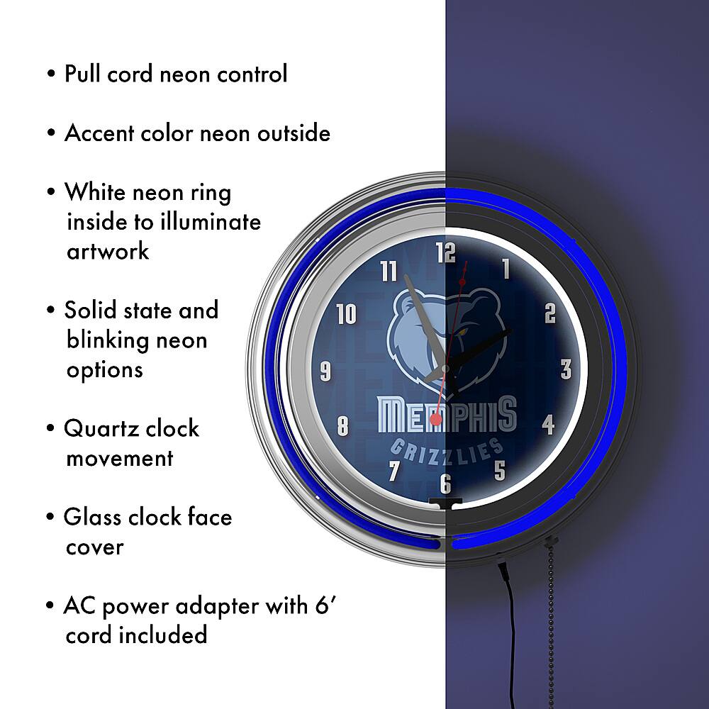Best Buy: Memphis Grizzlies NBA City Chrome Neon Clock Memphis Midnight ...